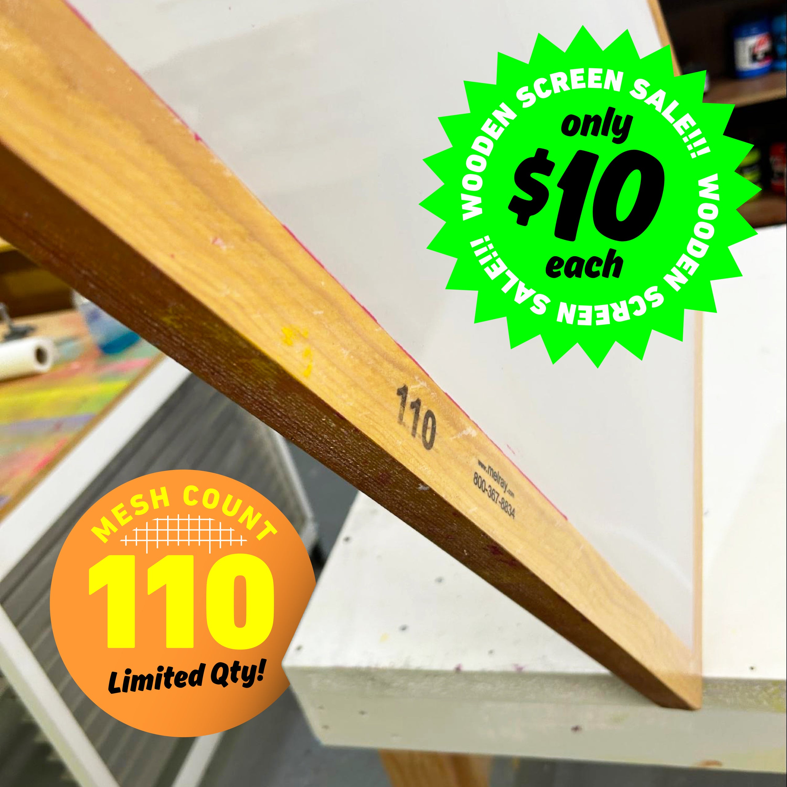 Wood frame screens, 110 mesh | Super G Print Lab LLC